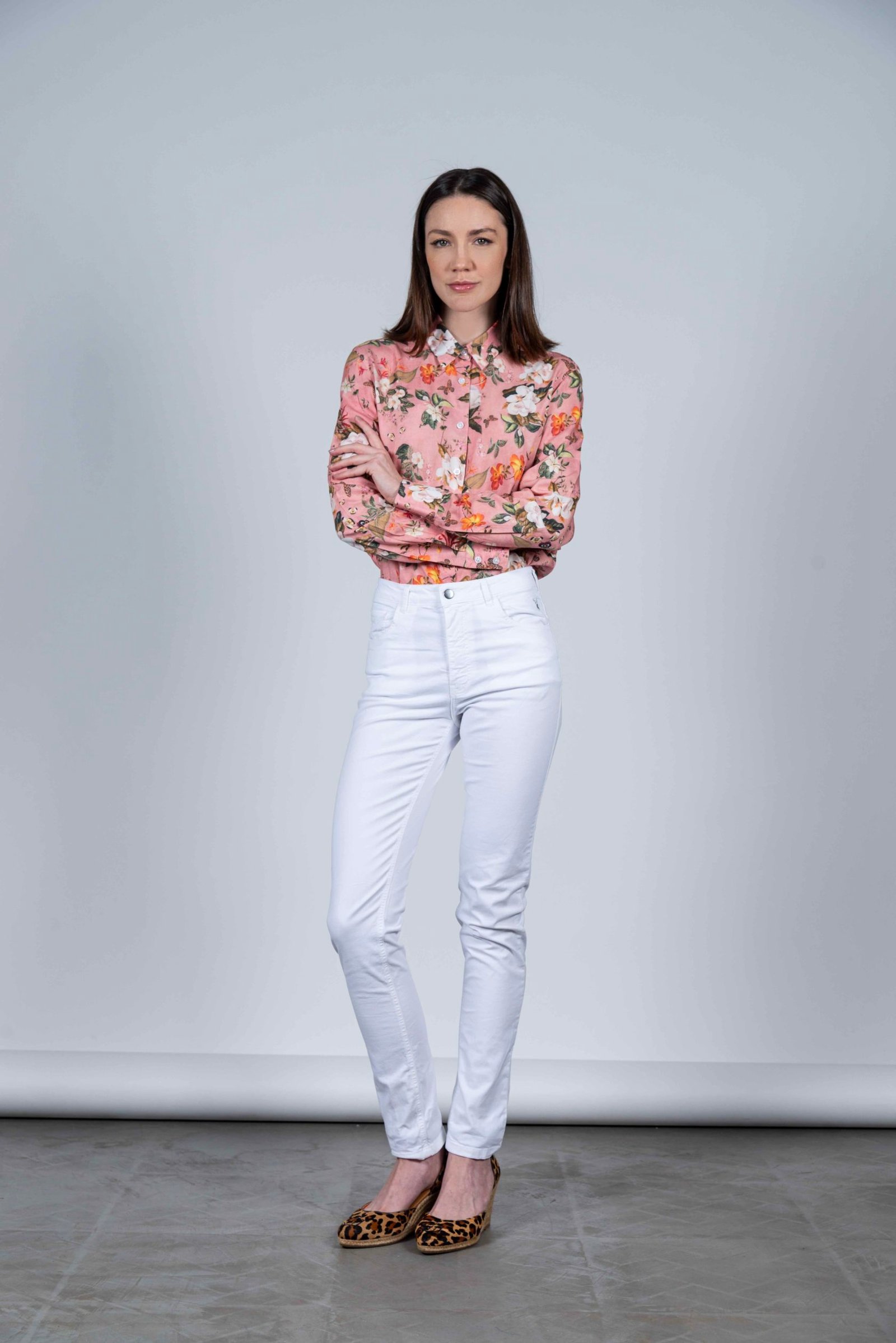 LYDIA Pink Butterflies luxury viscose shirt - Hartwell